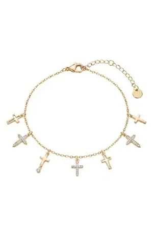 Argento Vivo Cross Charm Bracelet - Gold