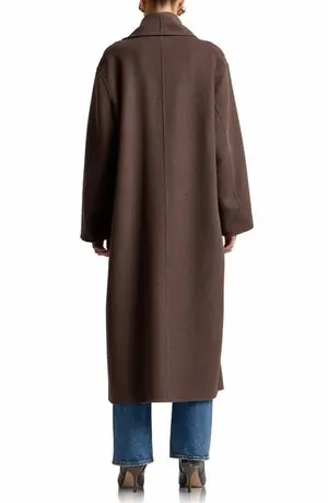 Avec Les Filles Shawl Collar Long Coat - Dark Truffle