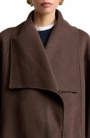 Avec Les Filles Shawl Collar Long Coat - Dark Truffle