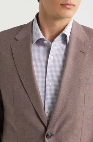 BOSS Huge Slim Fit Textured Virgin Wool Suit - Pink/brown