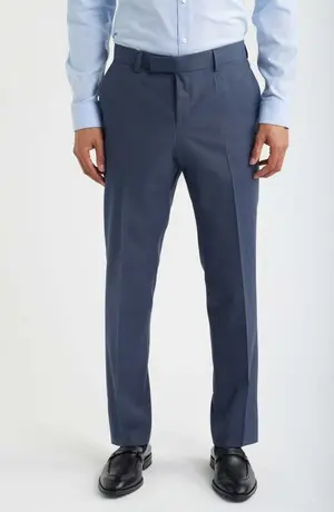 BOSS Huge Slim Fit Microcheck Virgin Wool Suit