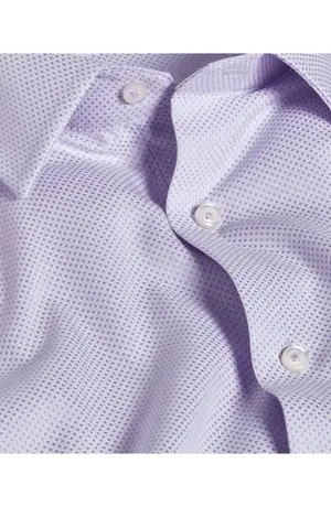 David Donahue Trim Fit Light Purple Dobby Dot Cotton Dress Shirt - Lilac