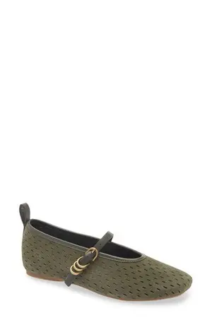 Rag & Bone Spire Perforated Mary Jane Flat - Forest Suede
