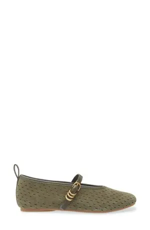Rag & Bone Spire Perforated Mary Jane Flat - Forest Suede