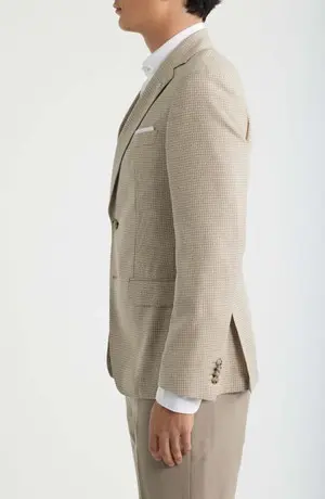 BOSS Hutson Slim Fit Houndstooth Virgin Wool Sport Coat - Tan