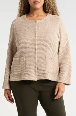 Eileen Fisher Round Neck Organic Cotton Jacket