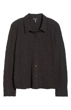 Eileen Fisher Classic Collar Stretch Organic Cotton Blend Button-up Shirt