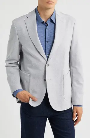 BOSS Hanry Slim Fit Heathered Knit Cotton Blend Sport Coat - Grey