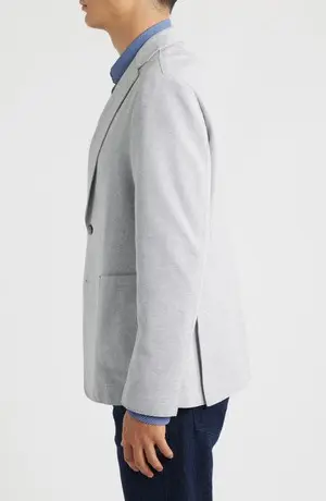 BOSS Hanry Slim Fit Heathered Knit Cotton Blend Sport Coat - Grey