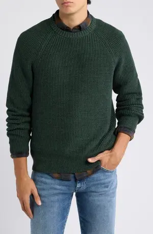 Madewell Shaker Stitch Cotton Crewneck Sweater - Hunter Marl