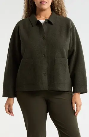 Eileen Fisher Classic Collar Boiled Wool Jacket