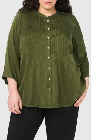 Halogen Pintuck Top - Midnight Sage