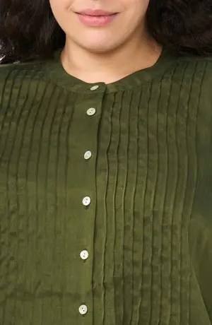 Halogen Pintuck Top - Midnight Sage