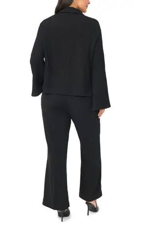 Halogen Flare Sleeve Knit Button-up Shirt