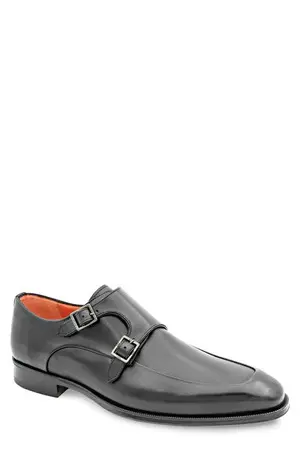 Mezlan Double Buckle Monk Shoe - Black