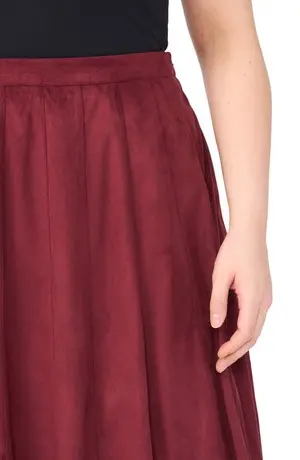 Halogen Panelled Pintuck Faux Suede Midi Skirt