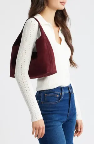 Madewell The Mylie Suede Shoulder Bag - Sangria