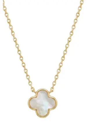 Argento Vivo Mother-of-pearl Clover Pendant Necklace - Gold/mop
