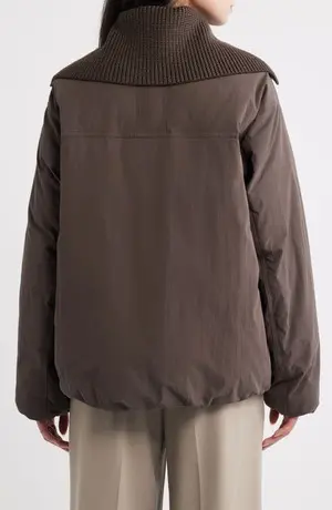 Vince Knit Collar Down Jacket - Burnt Walnut