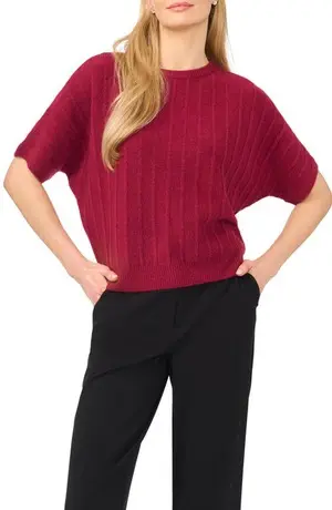 Halogen Short Dolman Sleeve Sweater Deep Cherry