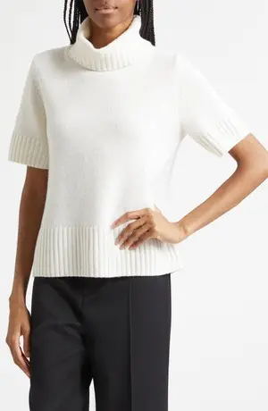 REISS Elena Short Sleeve Cashmere Turtleneck