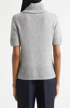 REISS Elena Short Sleeve Cashmere Turtleneck - Grey