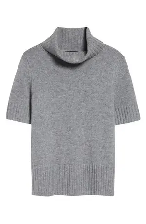 REISS Elena Short Sleeve Cashmere Turtleneck - Grey