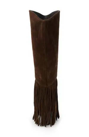Matisse Tatum Fringe Pointed Toe Knee High Suede Boots - Chocolate Suede