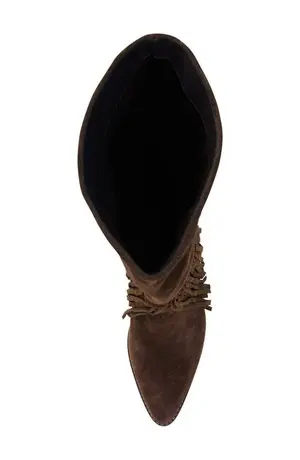 Matisse Tatum Fringe Pointed Toe Knee High Suede Boots - Chocolate Suede