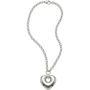 Argento Vivo Puffy Heart Pendant Necklace - Silver