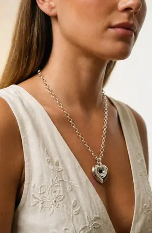 Argento Vivo Puffy Heart Pendant Necklace - Silver