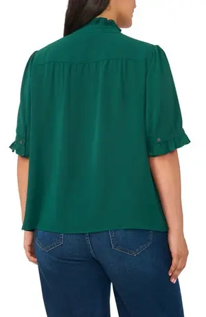 CECE DUPRAZ Ruffle Neck Top - Alpine Green