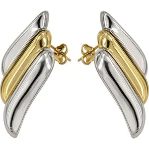 Argento Vivo Two-tone Wing Stud Earrings - Gold/silver