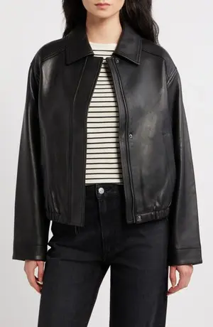 Michael Kors Leather Bomber