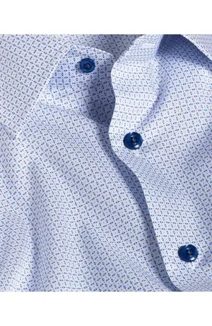 David Donahue Regular Fit Microcheck Cotton Dress Shirt - Blue/berry
