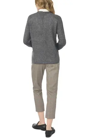 Halogen Mixed Media Twofer V-neck Cardigan - Medium Heather Grey
