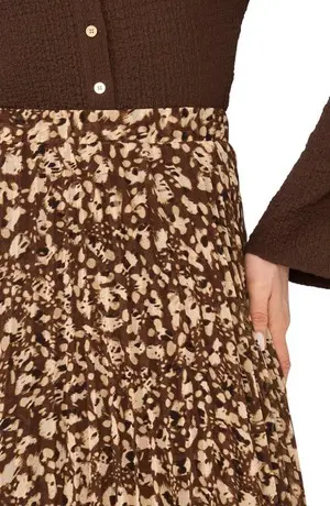 Halogen Pleated Patterned Midi Skirt