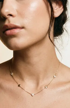 Argento Vivo Pavé Heart Station Necklace