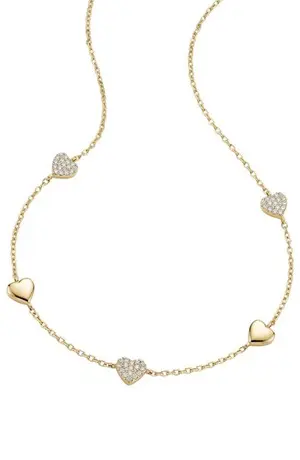 Argento Vivo Pavé Heart Station Necklace