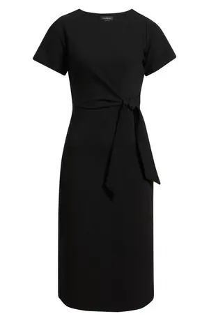 Halogen Tie Front Short Sleeve Midi Dress