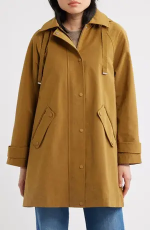 Bernardo Flared Hooded Raincoat - Tan