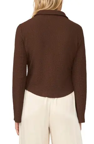 Halogen Flare Sleeve Knit Button-up Shirt