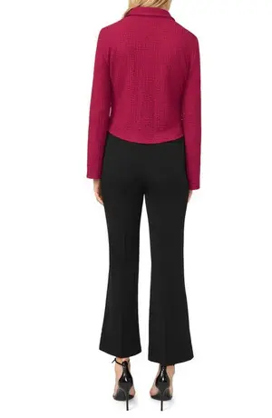 Halogen Flare Sleeve Knit Button-up Shirt - Deep Cherry