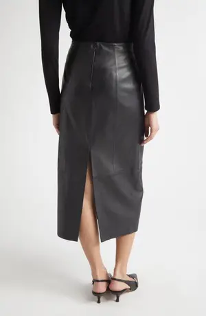 Vince Leather Midi Skirt