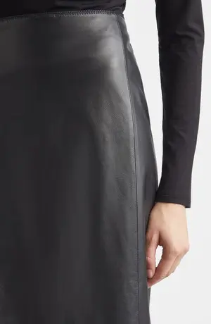 Vince Leather Midi Skirt