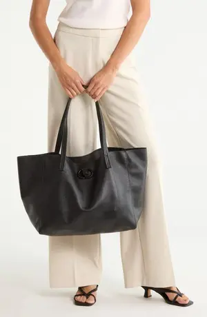 Kurt Geiger Large Chelsea Slouch Leather Tote - Black