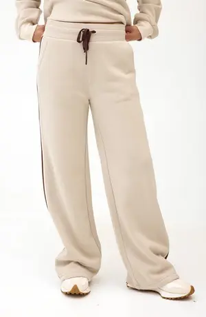 THREADS 4 THOUGHT Lupita Side Stripe Fleece Pants Oatmeal/tapioca