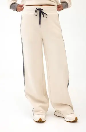 THREADS 4 THOUGHT Lupita Side Stripe Fleece Pants Tapioca/heather Grey
