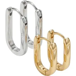 Argento Vivo Oblong Set Of 2 Earrings - Two Tone