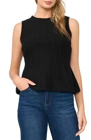 Halogen Sleeveless Peplum Top - Rich Black